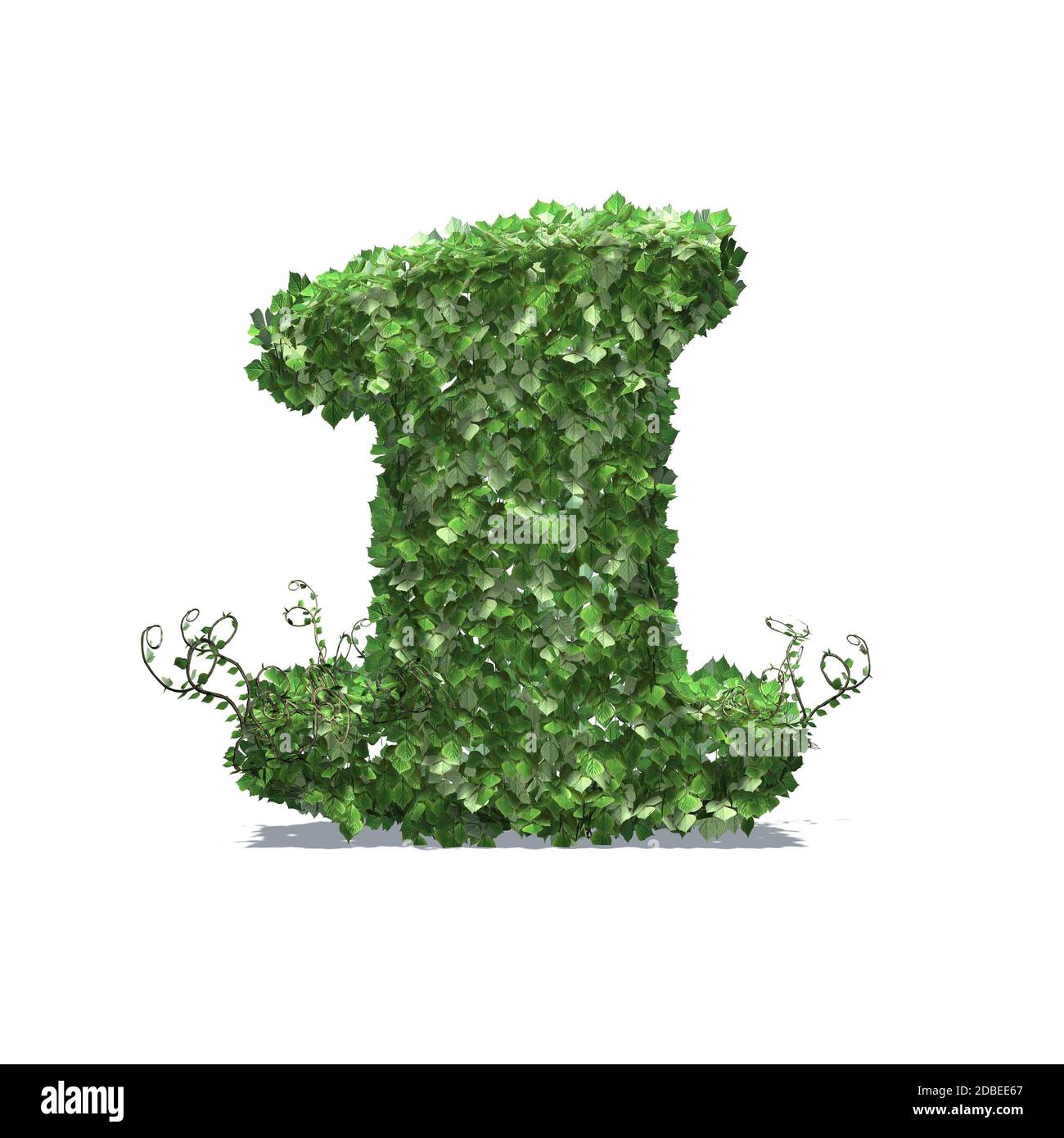 Number 1 created of green ivy leaves with shadow on the floor Stock ...