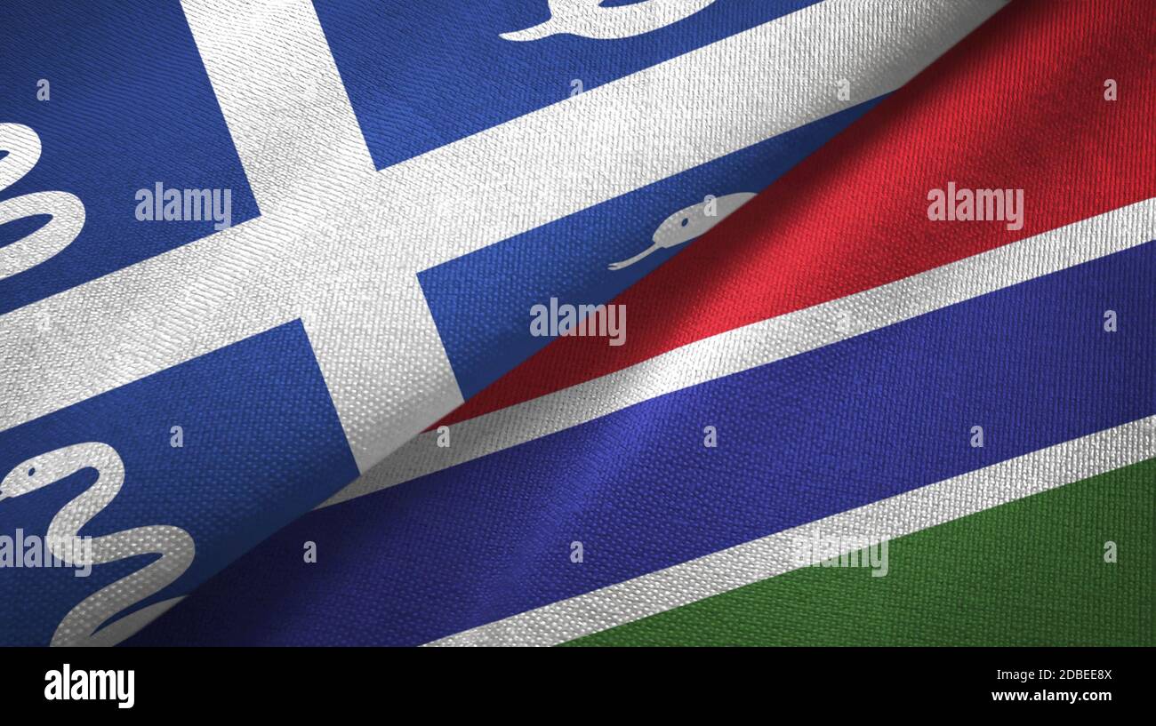 Martinique snake and Gambia two flags textile cloth, fabric texture ...