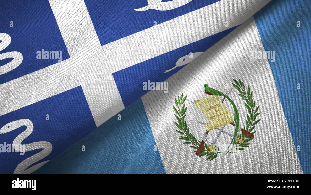 Martinique snake and Guatemala two flags textile cloth, fabric texture ...
