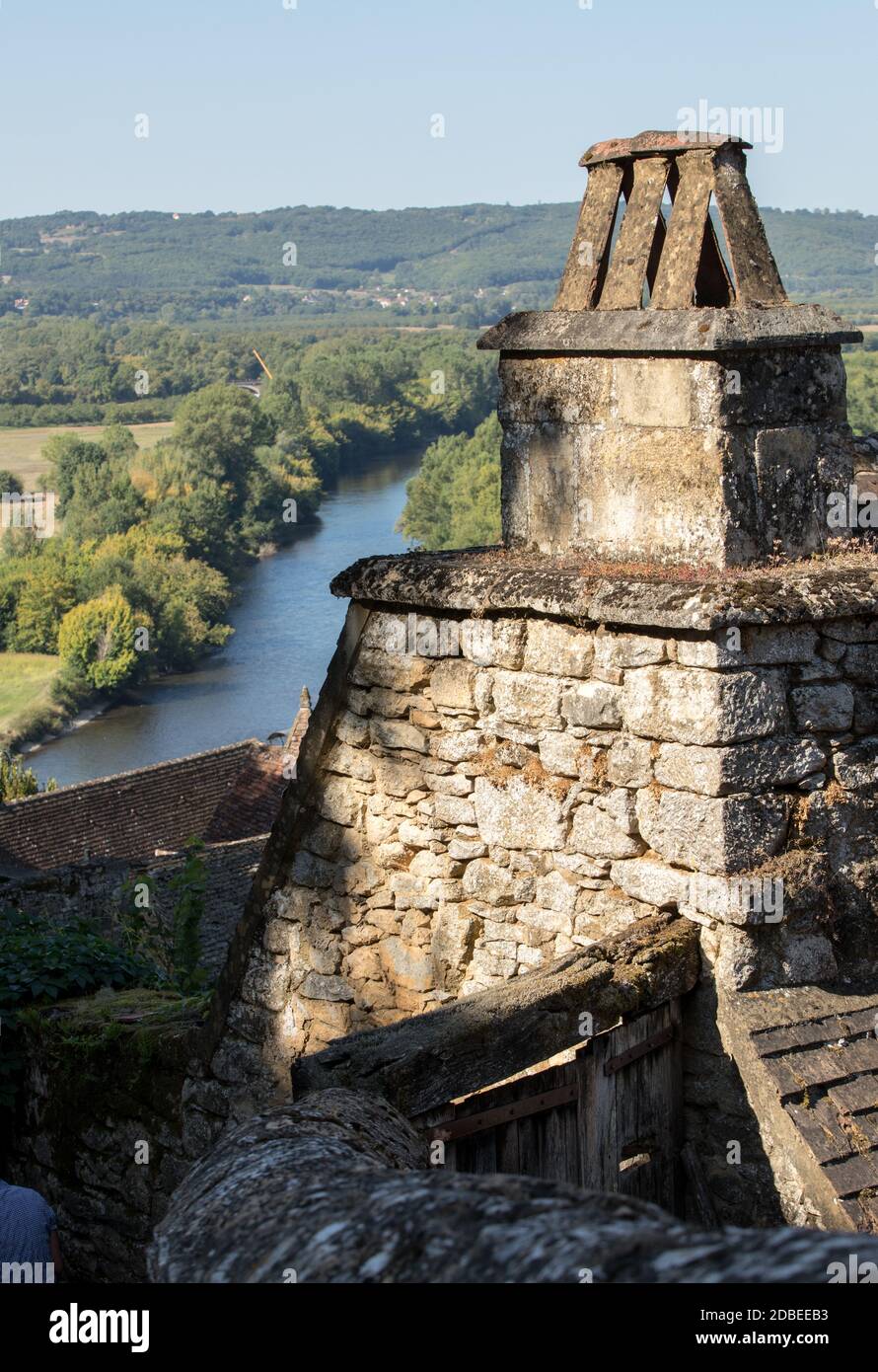 View of the valley of the Dordogne River from Beynac-et-Cazenac Castle ...