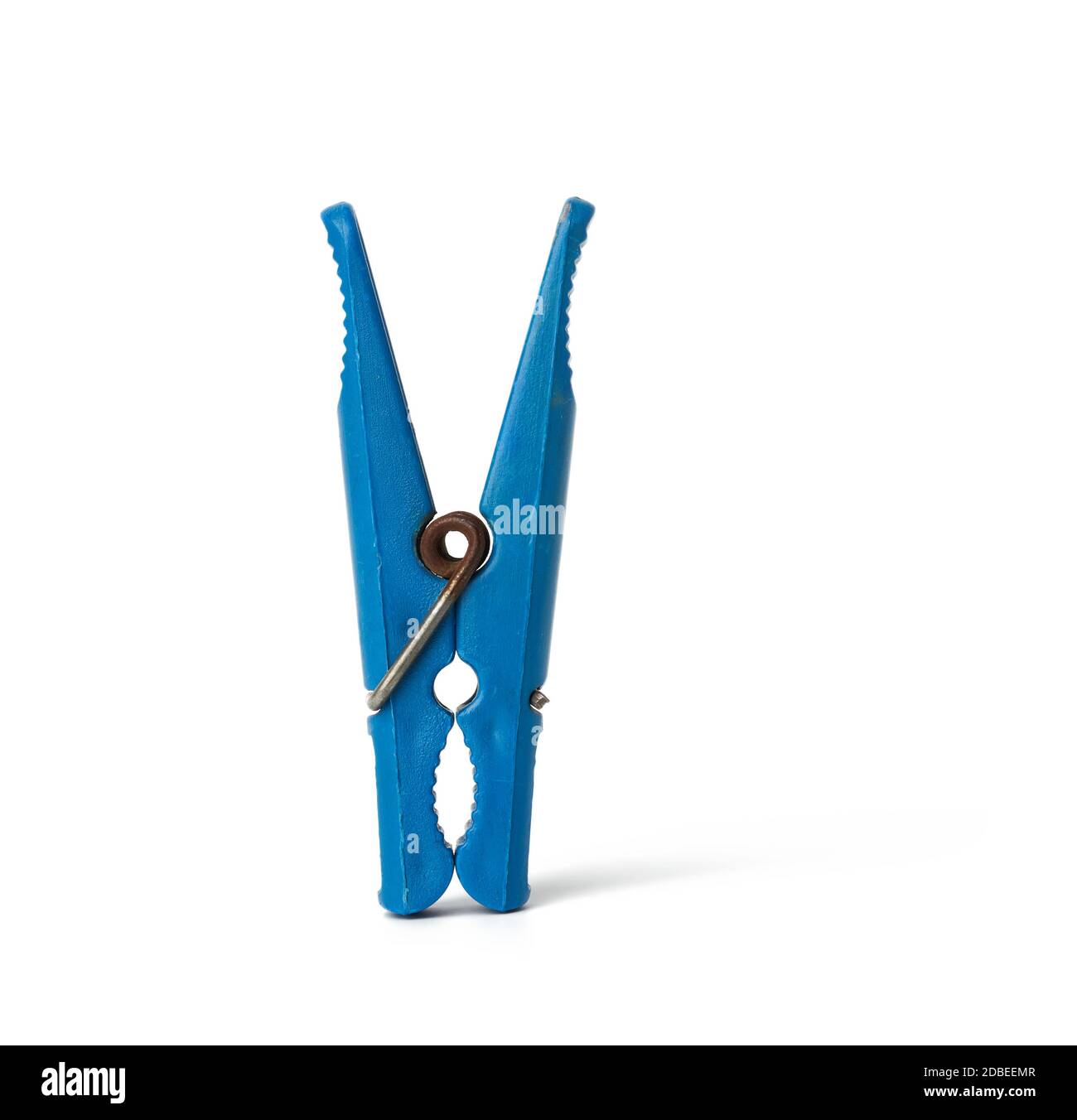 blue plastic clothespin isolated on white background, close up Stock ...