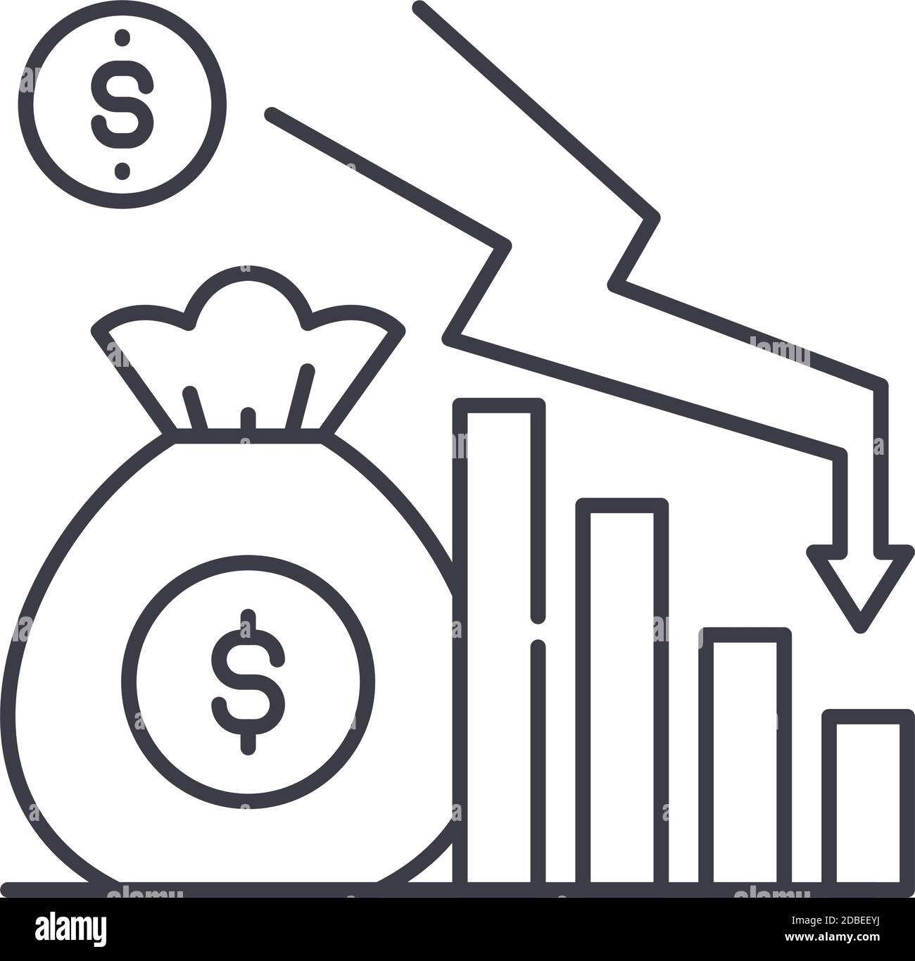 Recession icon, linear isolated illustration, thin line vector, web ...
