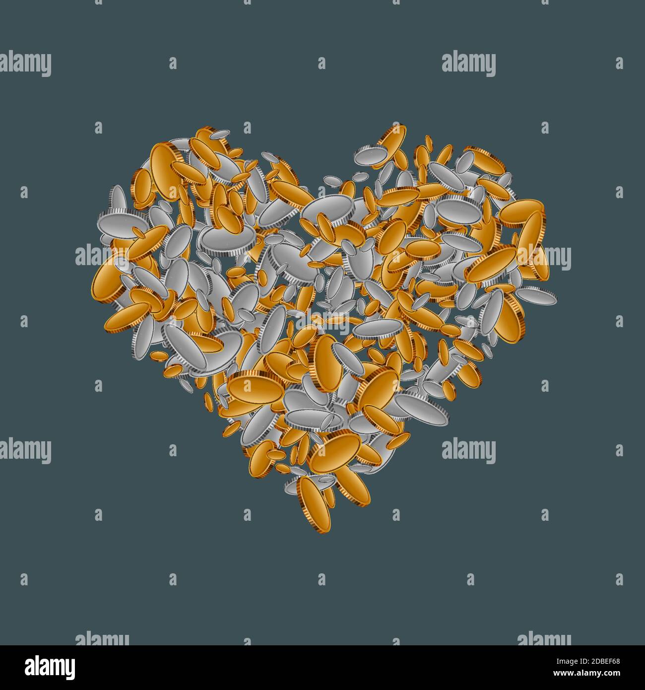 Vector modern heart money coins on sample background Stock Vector Image ...