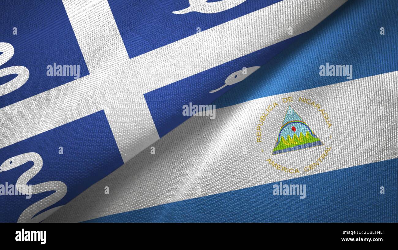 Martinique snake and Nicaragua two flags textile cloth, fabric texture ...