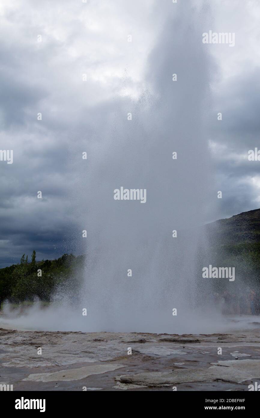 Strokkur geothermal area. Strokkur geyser eruption, Iceland Stock Photo ...