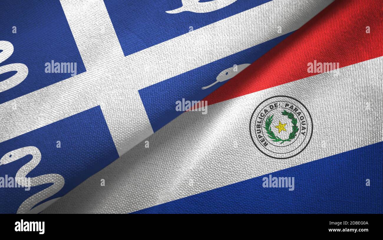 Martinique snake and Paraguay two flags textile cloth, fabric texture ...