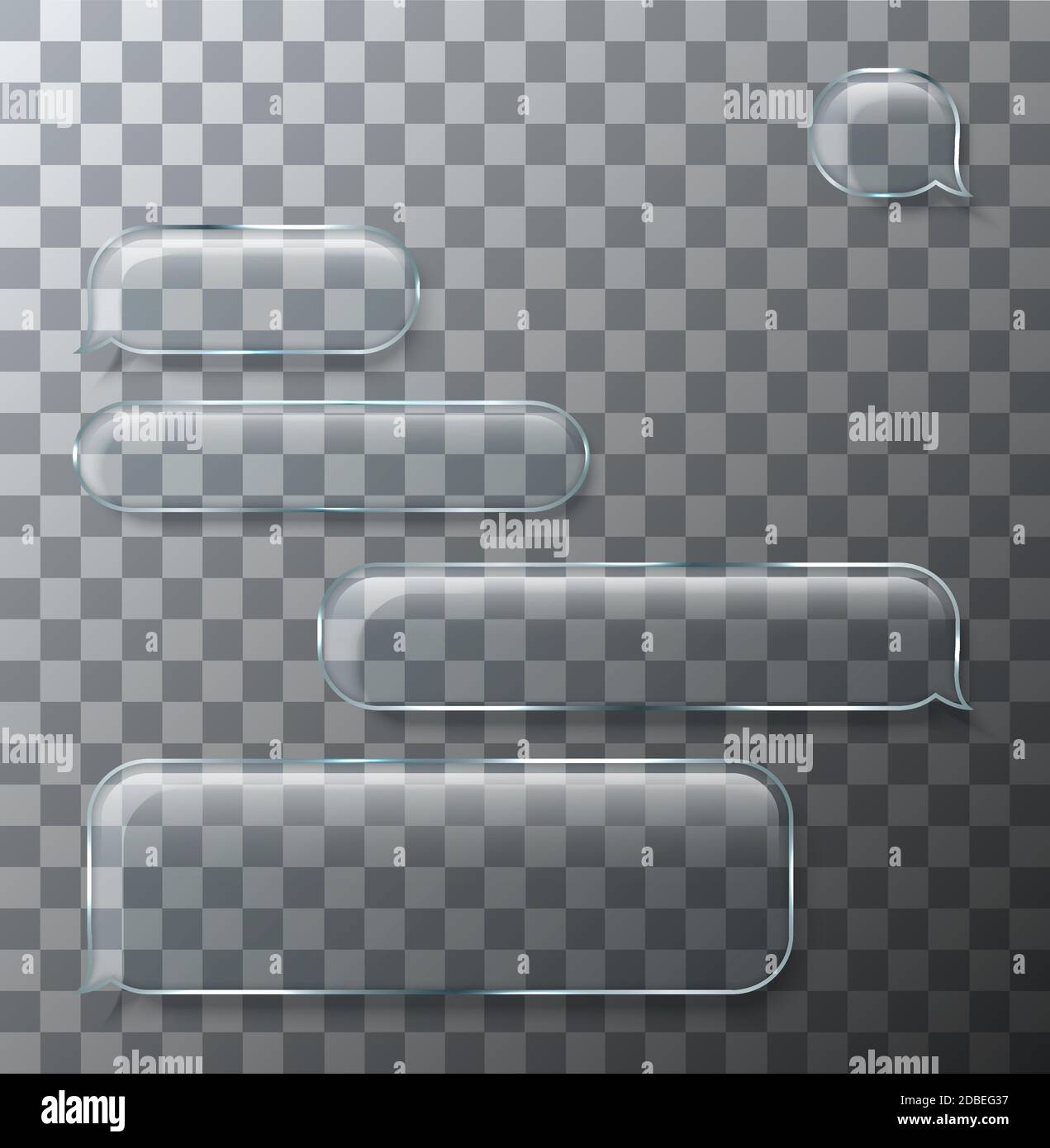 Vector modern sms or message glass icons on transparent background ...