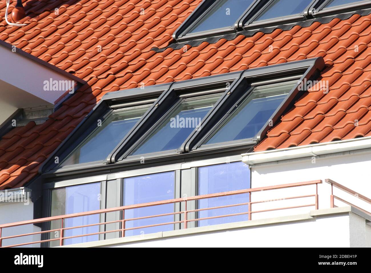 Modern new facade connection window or roof window Stock Photo - Alamy