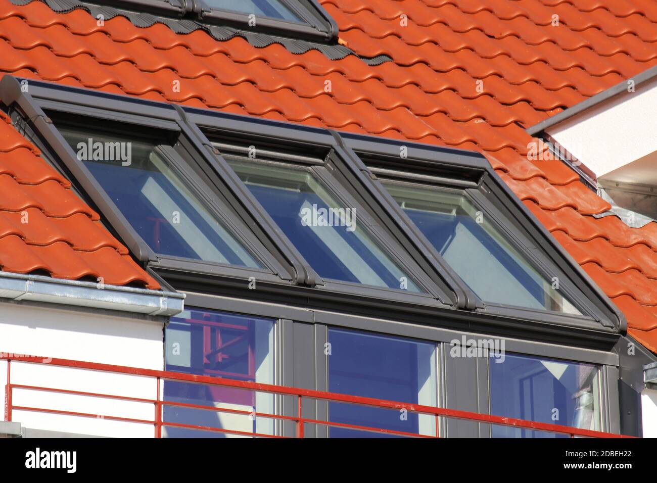 Modern new facade connection window or roof window Stock Photo - Alamy