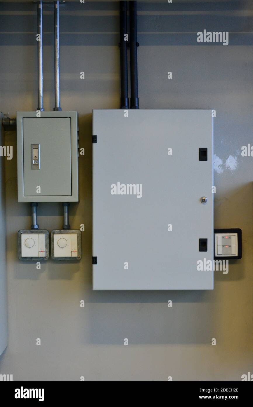 power supply boards on the wall Stock Photo - Alamy