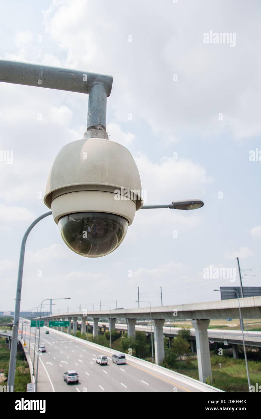 CCTV Camera Operating on road detecting traffic Stock Photo - Alamy