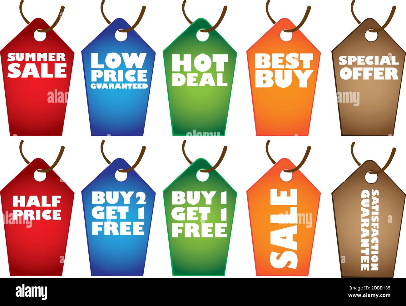 Colorful Sale label tags with promotional messages. Vector illustration ...