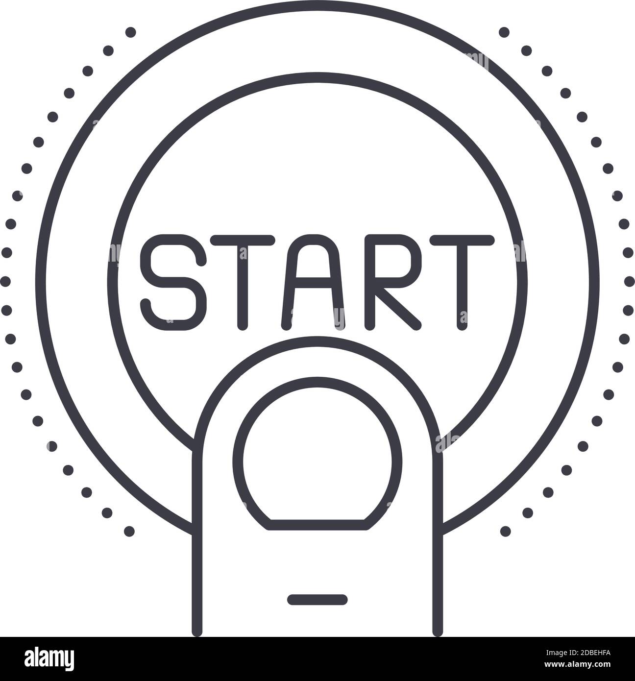 Push start icon, linear isolated illustration, thin line vector, web ...