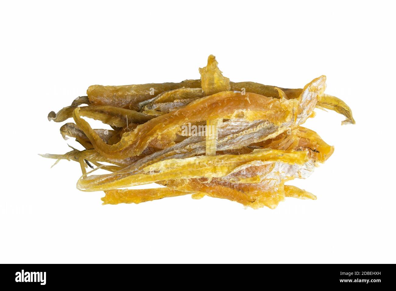 Dried tuna fillet isolated on white background. Snack on fish with beer ...