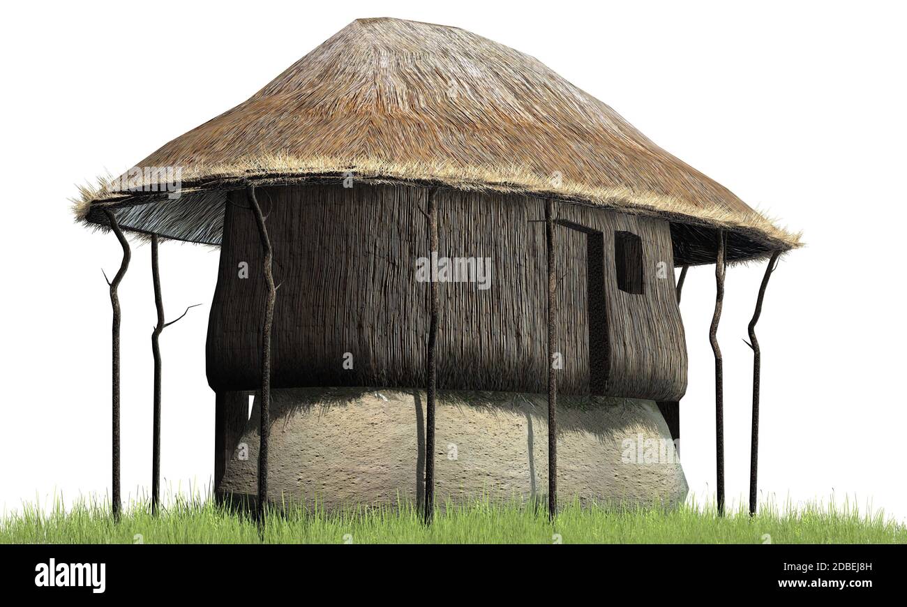 Thatch hut on white background Stock Photo - Alamy