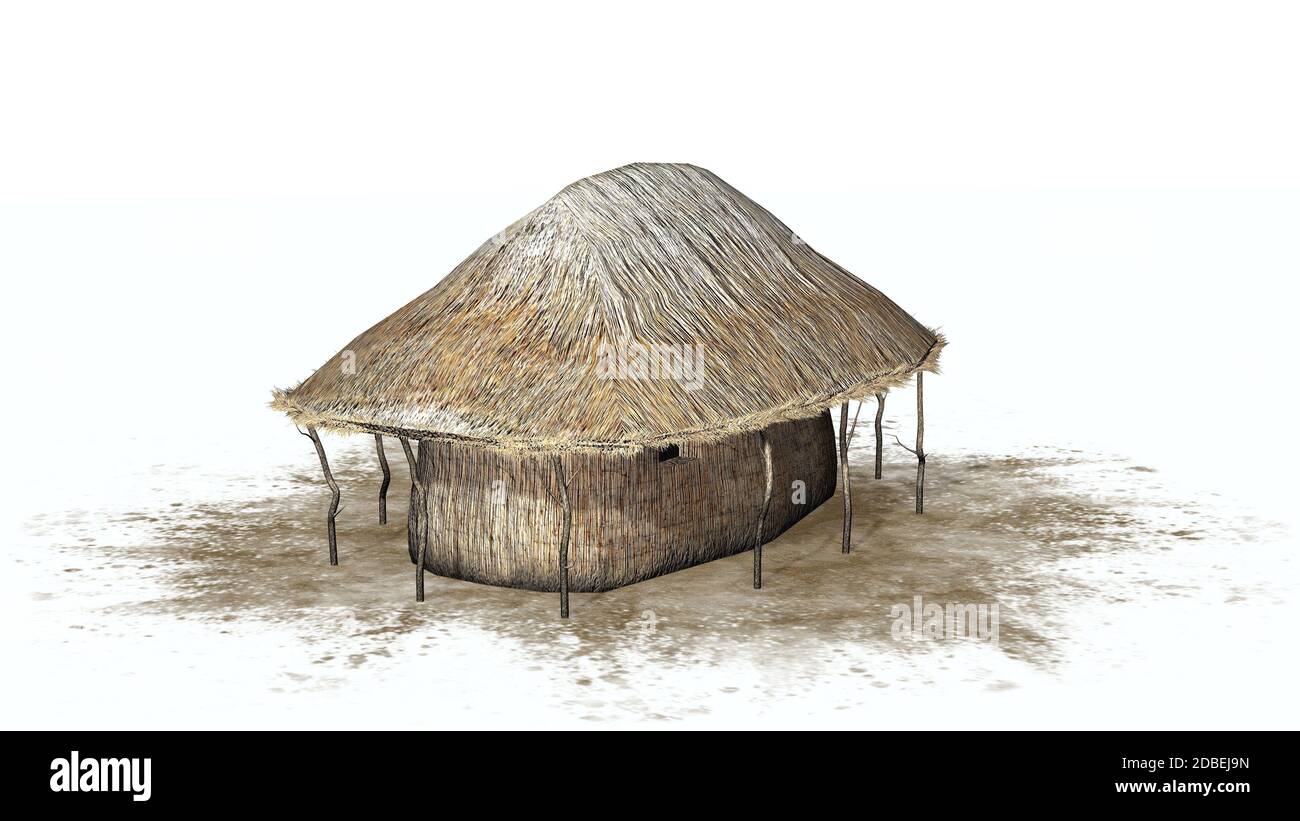 Thatched hut on wooden Cut Out Stock Images & Pictures - Alamy