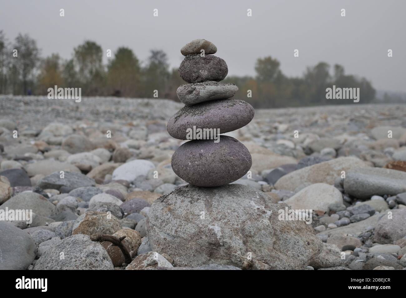 Rock pyramid along the river Brembo Stock Photo - Alamy