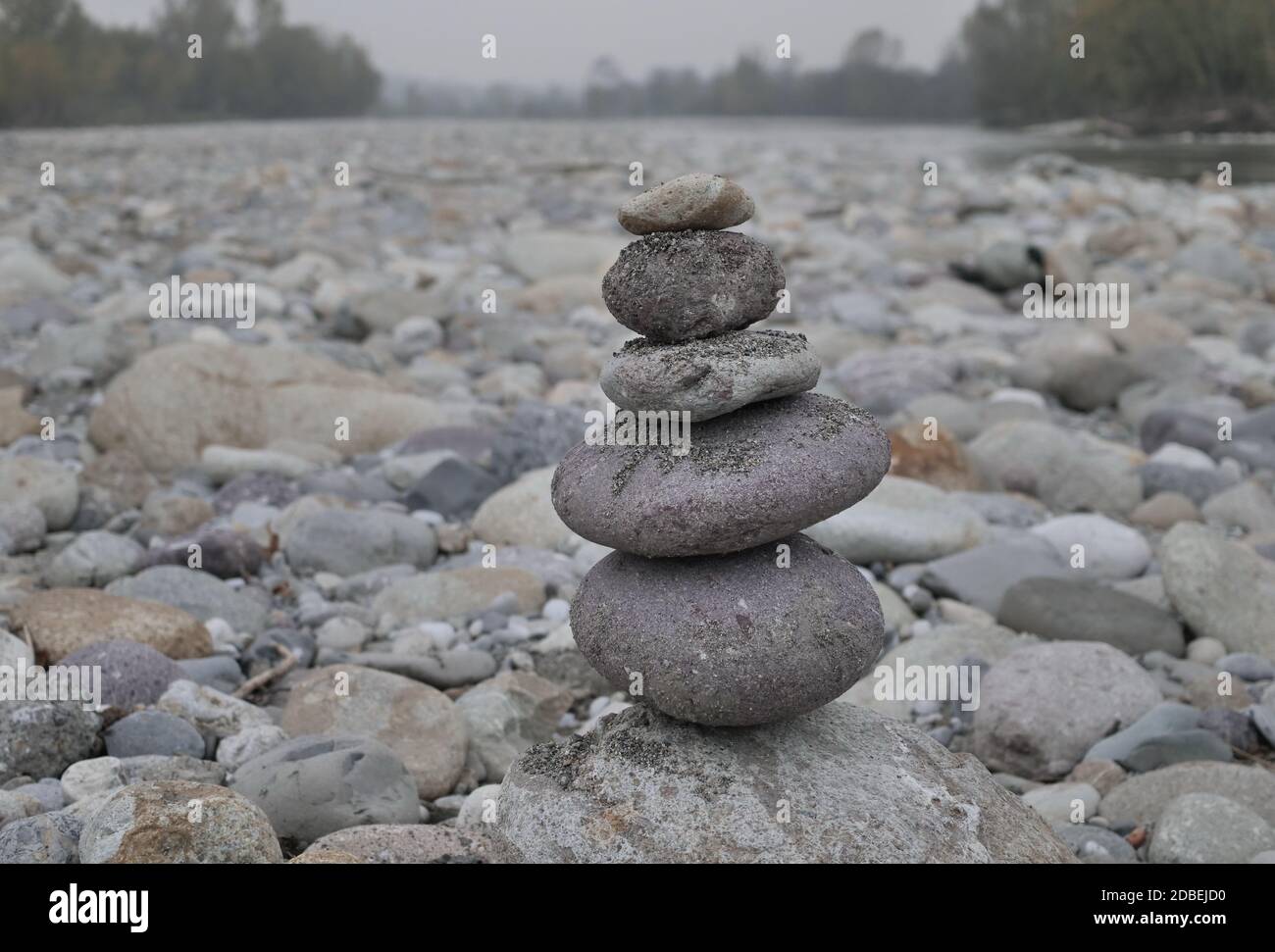 Rock pyramid along the river Brembo Stock Photo - Alamy