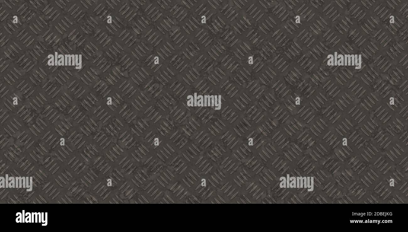 Seamless metallic diamond plate pattern surface. Dirty steel floor ...