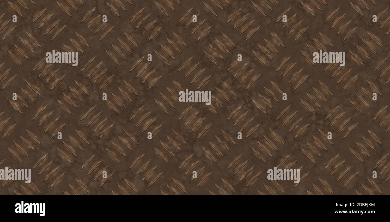 Seamless rusty metallic diamond plate pattern surface. Dirty steel ...