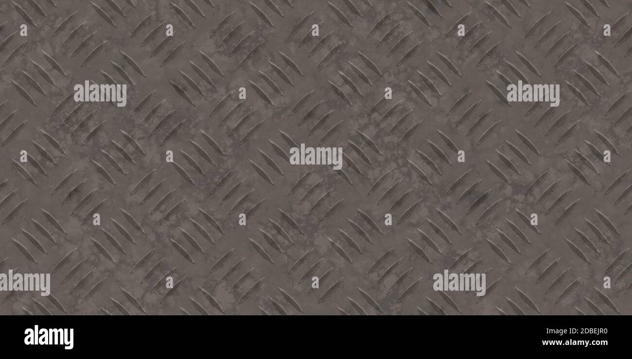 Seamless dark metallic diamond plate pattern surface. Dirty steel floor ...