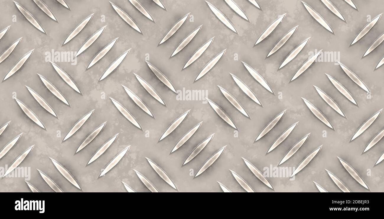 Seamless white metallic diamond plate pattern surface. Dirty steel ...