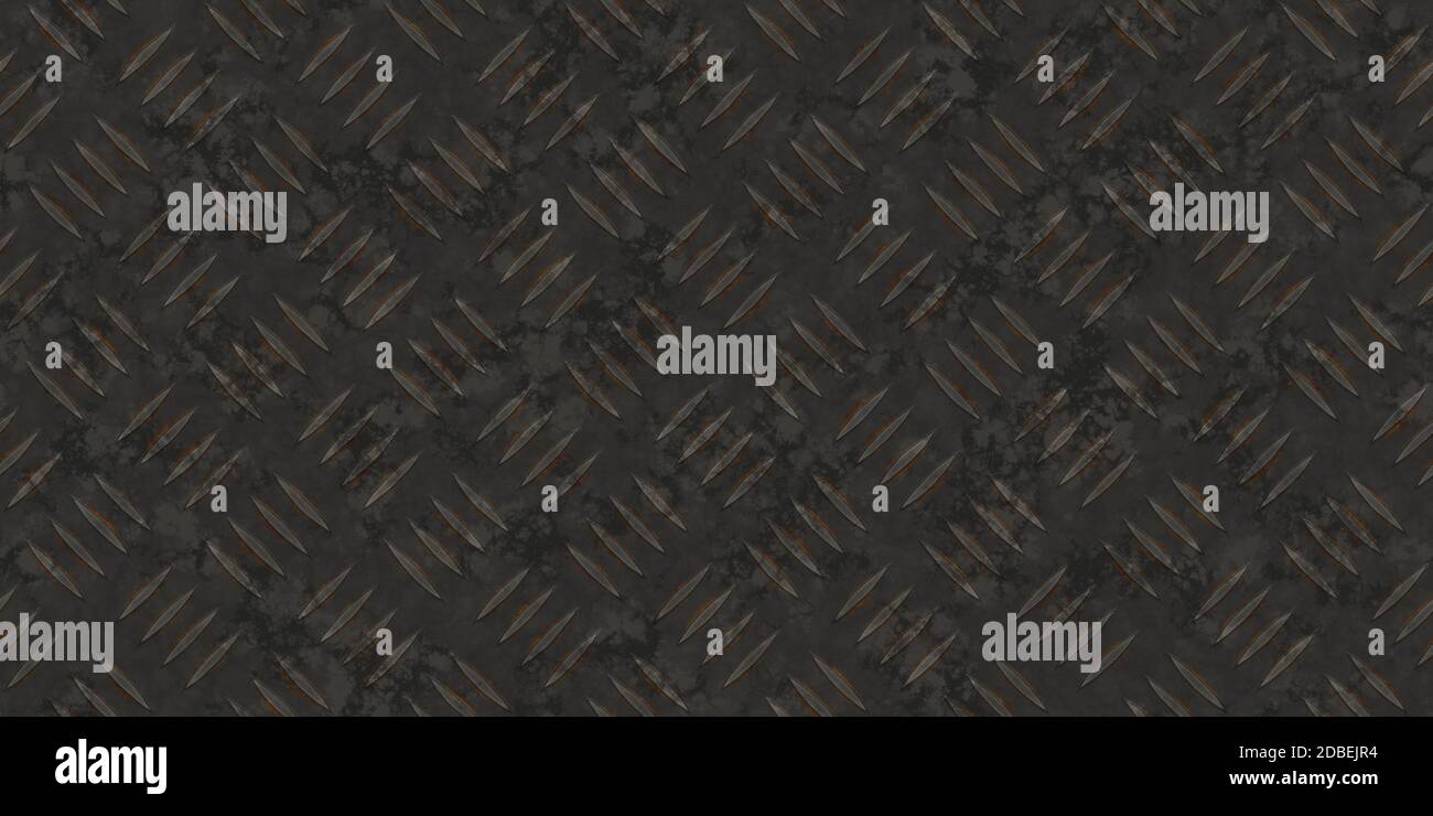 Seamless metallic diamond plate pattern surface. Dirty steel floor ...