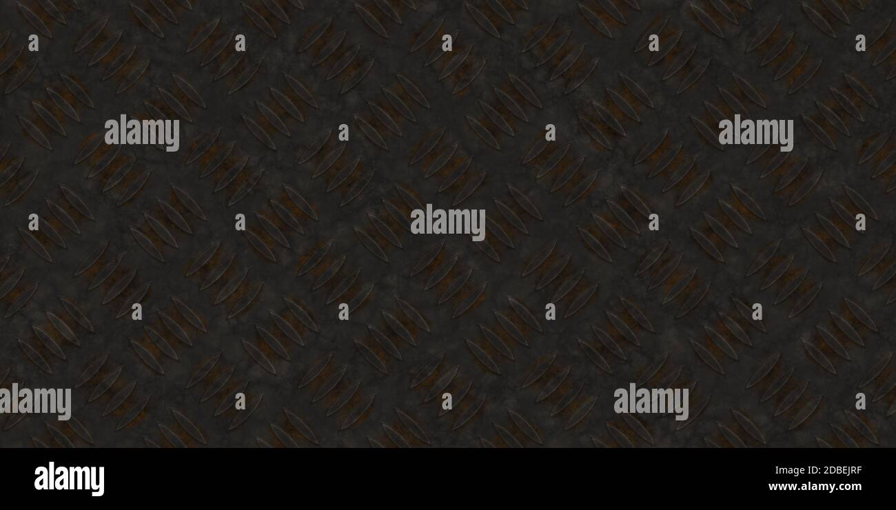 Seamless metallic diamond plate pattern surface. Dirty steel floor ...