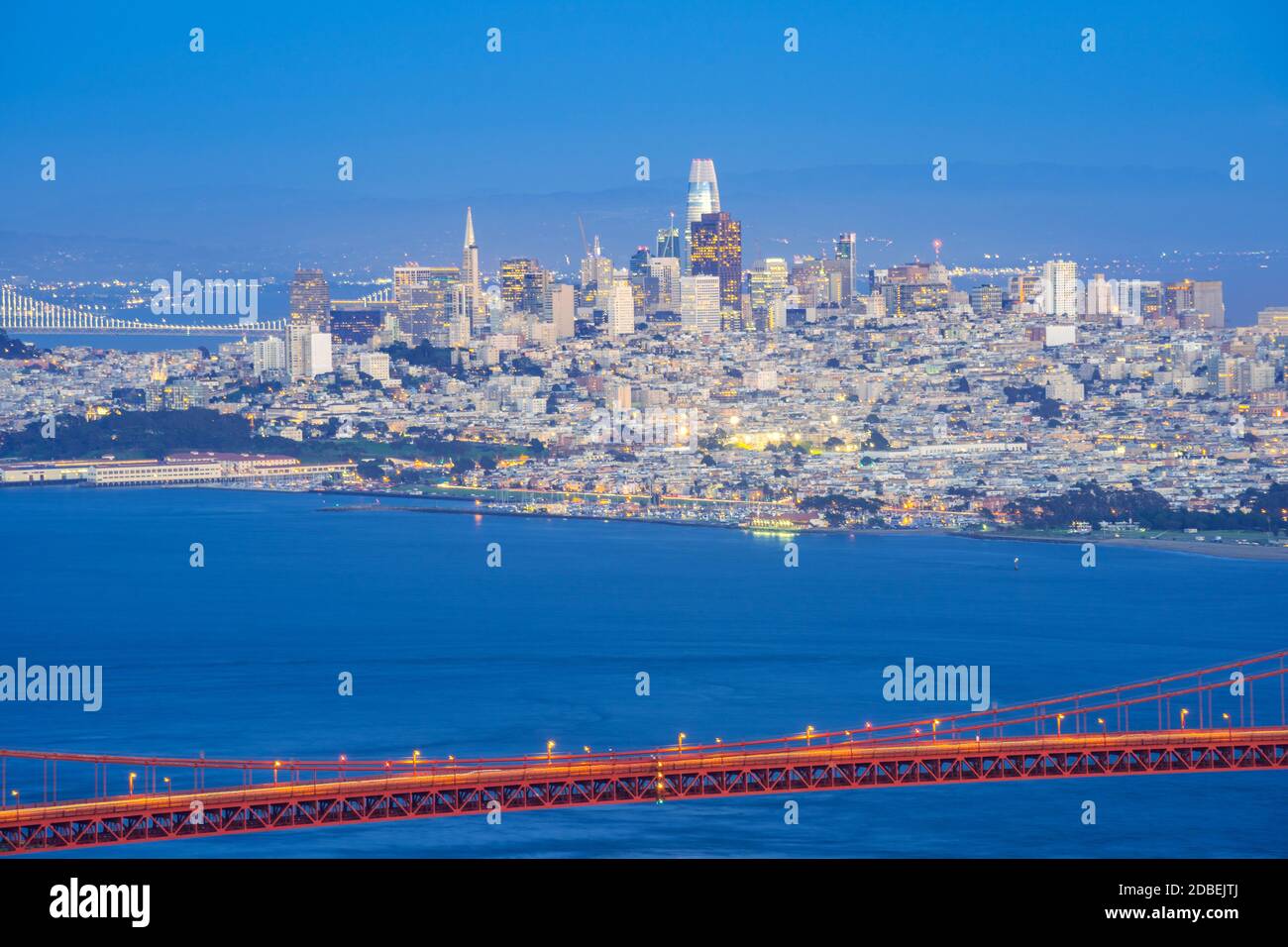 Sunset Golden Gate bridge Viewpoint with beautiful cityscape San ...