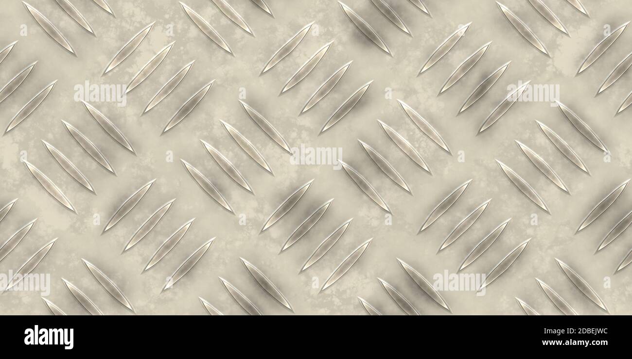 Seamless metallic diamond plate pattern surface. Dirty steel floor ...