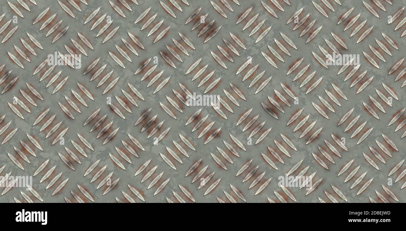 Seamless rusty military metallic diamond plate pattern surface. Dirty ...