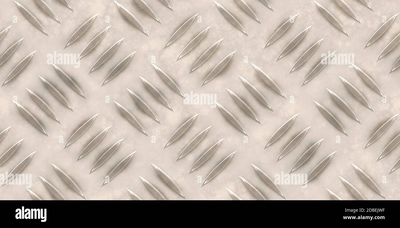 Seamless metallic diamond plate pattern surface. Dirty steel floor ...