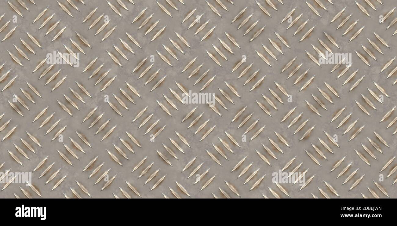 Seamless metallic diamond plate pattern surface. Dirty steel floor ...