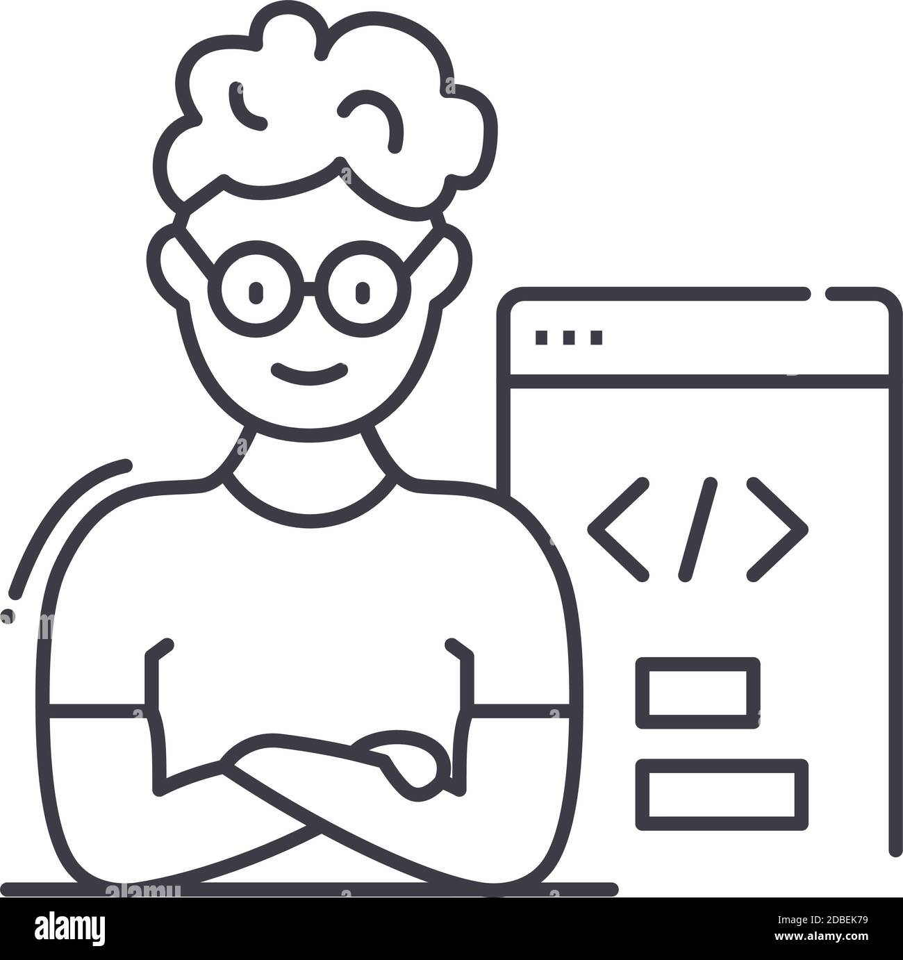 Programmer icon, linear isolated illustration, thin line vector, web design sign, outline ...