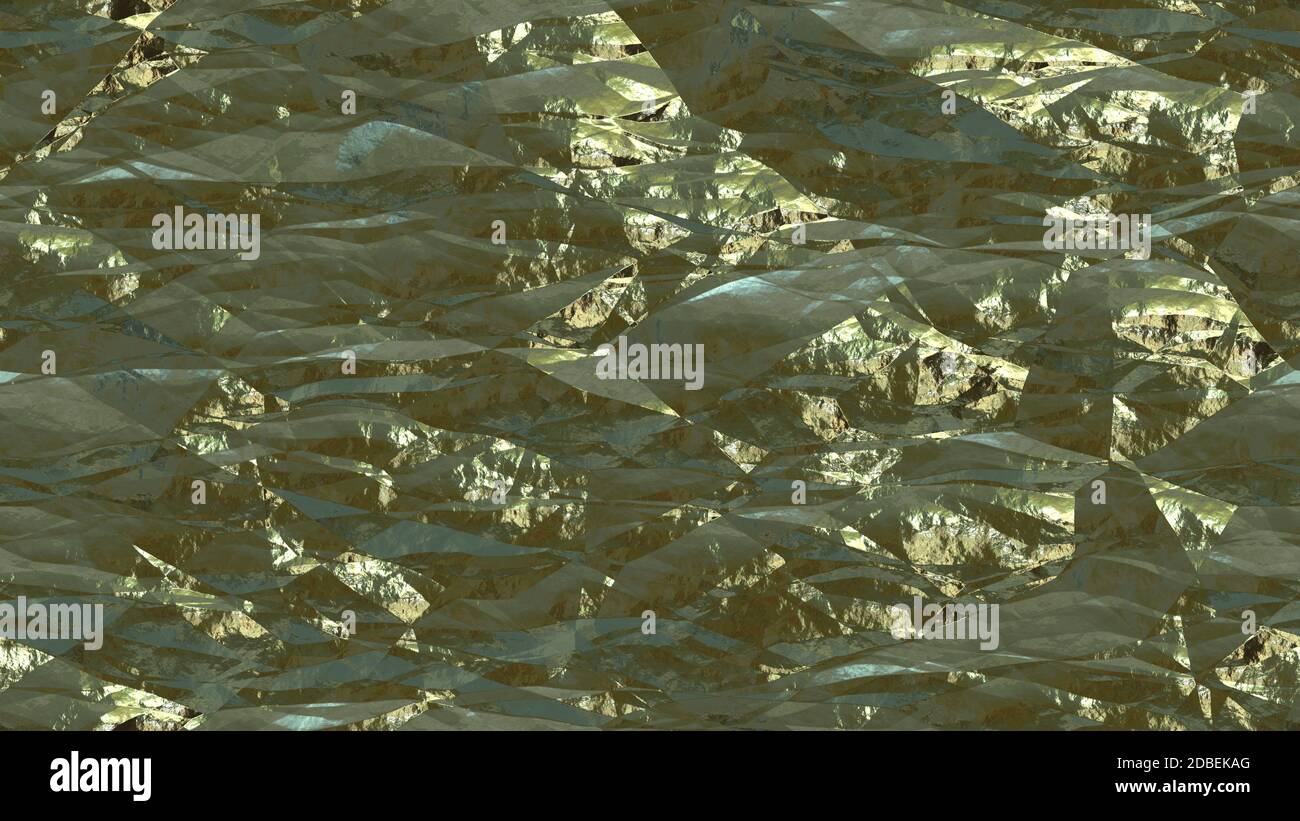 Gold shiny crumpled metallic foil seamless background texture surface ...