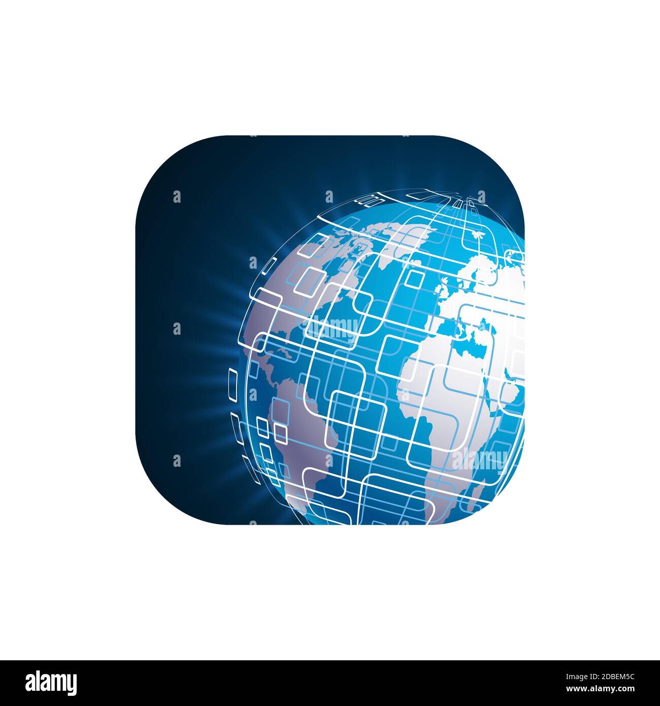Vector modern techology icon on white background. global world backdrop ...