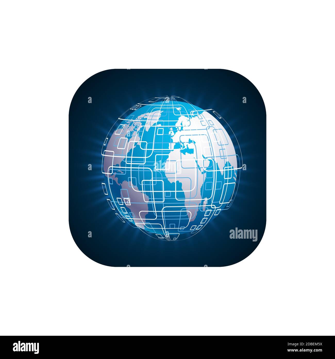 Vector modern techology icon on white background. global world backdrop ...