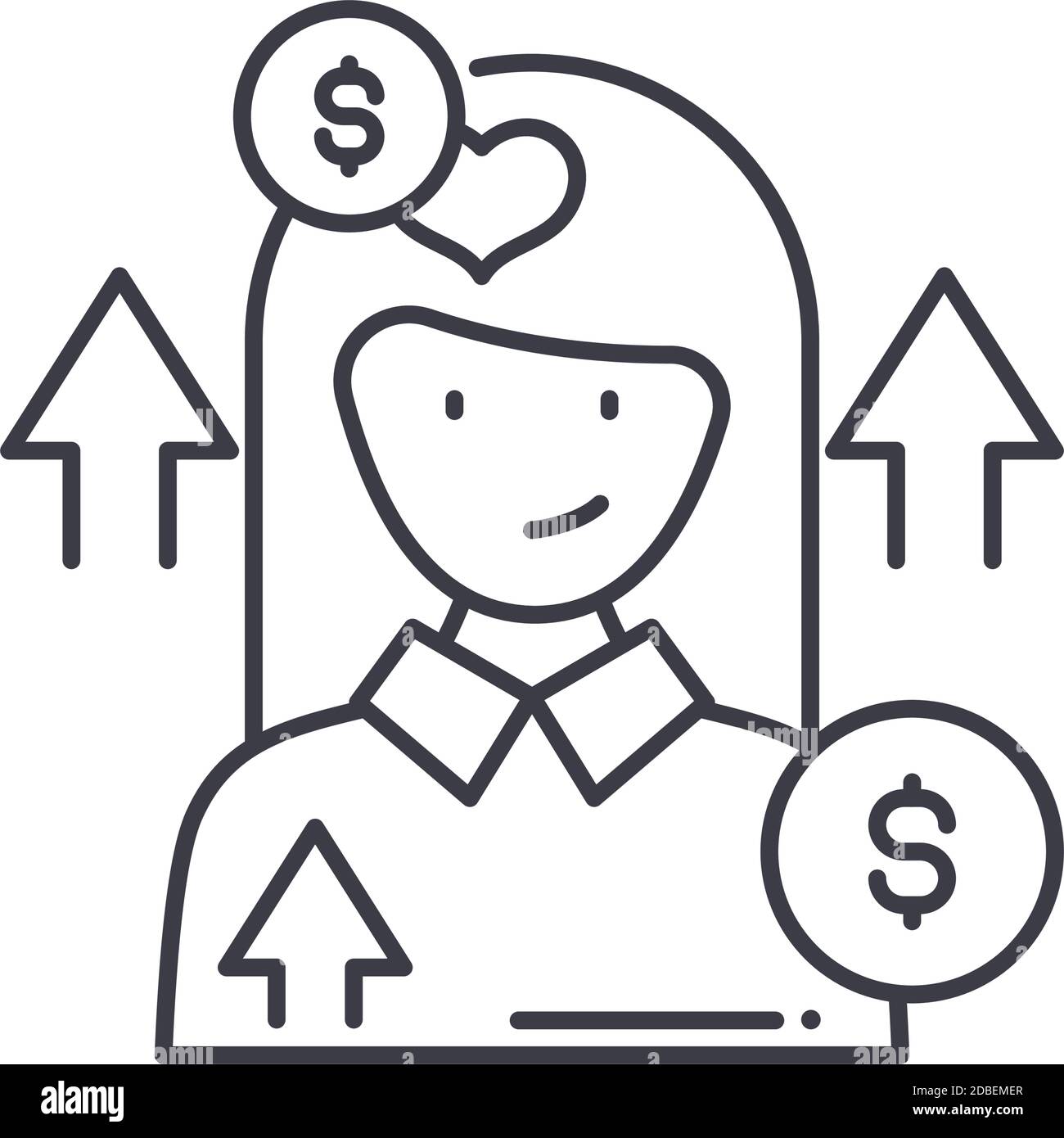 Raise icon, linear isolated illustration, thin line vector, web design ...