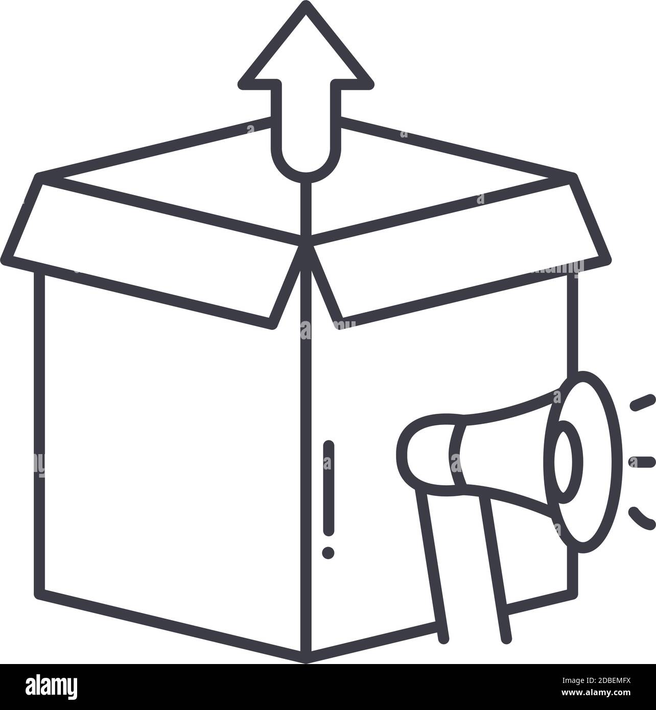 Product release icon, linear isolated illustration, thin line vector ...