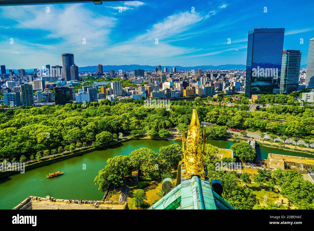 Scenery from the castle tower of Osaka Castle. Shooting Location: Osaka ...