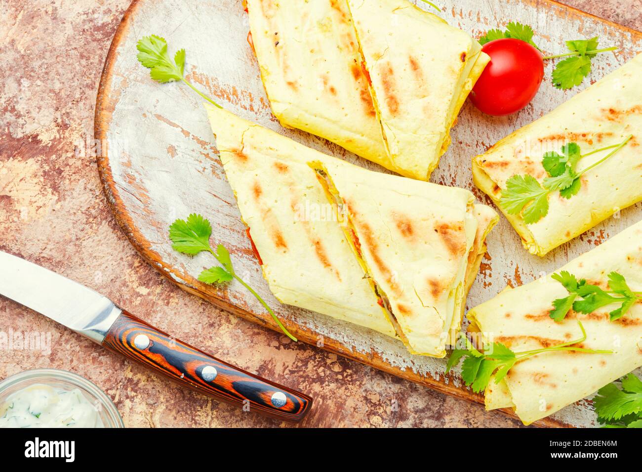 Traditional turkish shawarma with chicken,cheese and mushrooms Stock ...