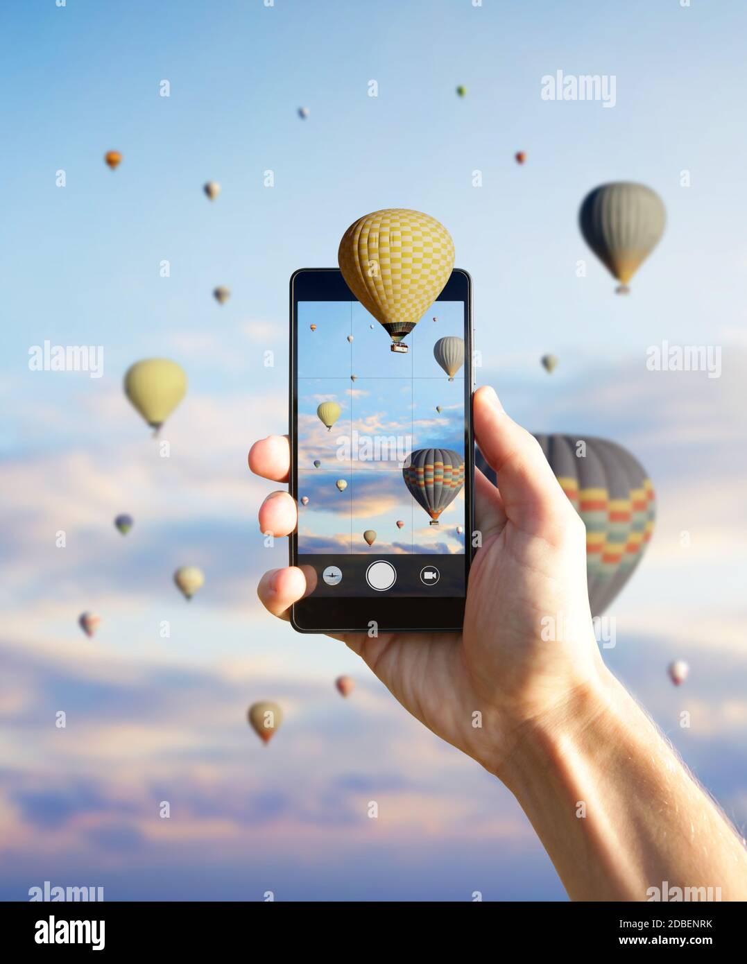 Airplane flying out the smartphone Stock Photo - Alamy