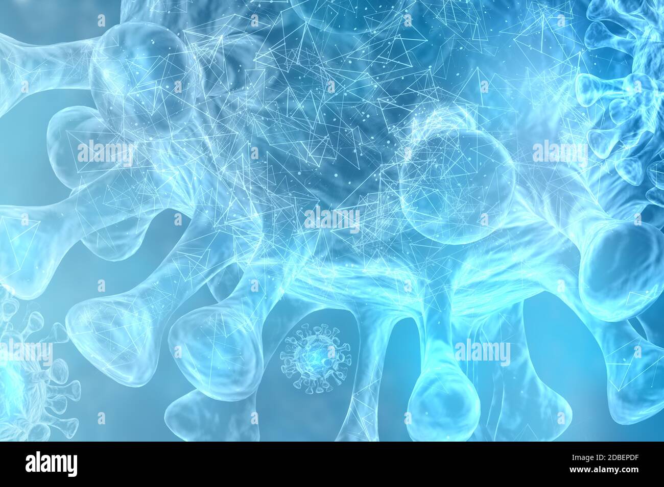 digital virus background 3d creates blue viruses as corona virus and ...