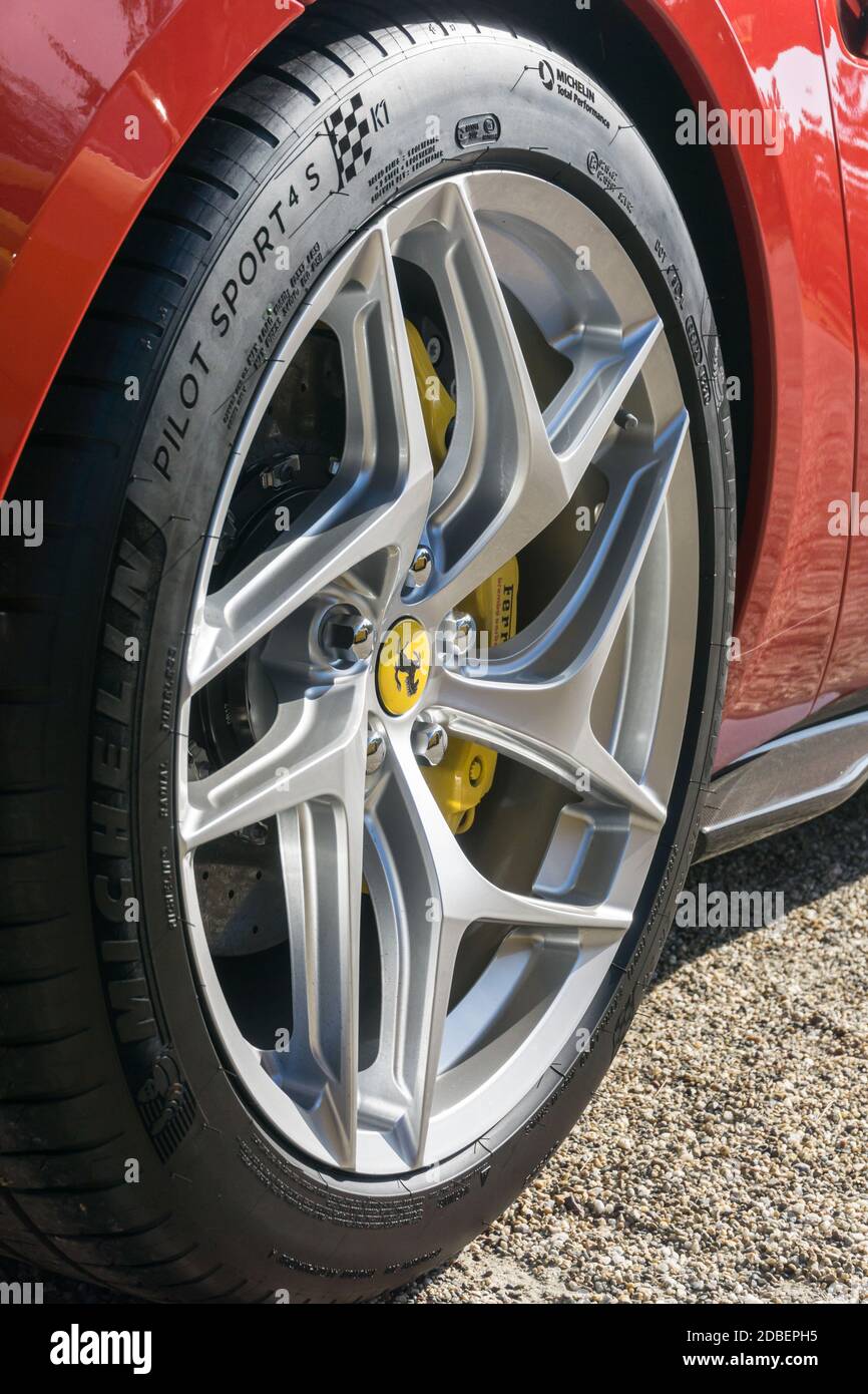 Ferrari 812 Superfast with forged glossy brilliant silver rims Stock ...