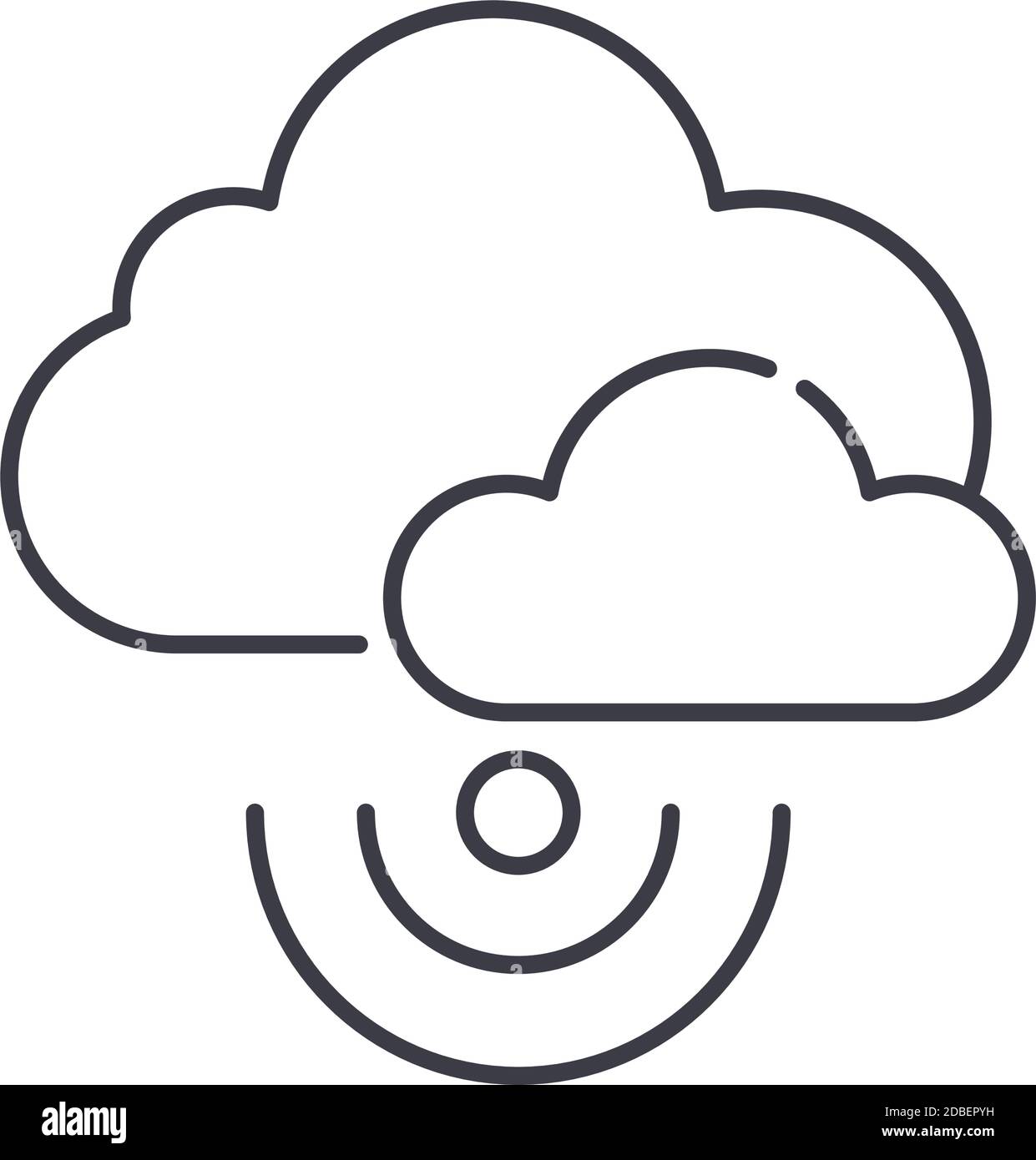Cloud wireless service icon, linear isolated illustration, thin line ...