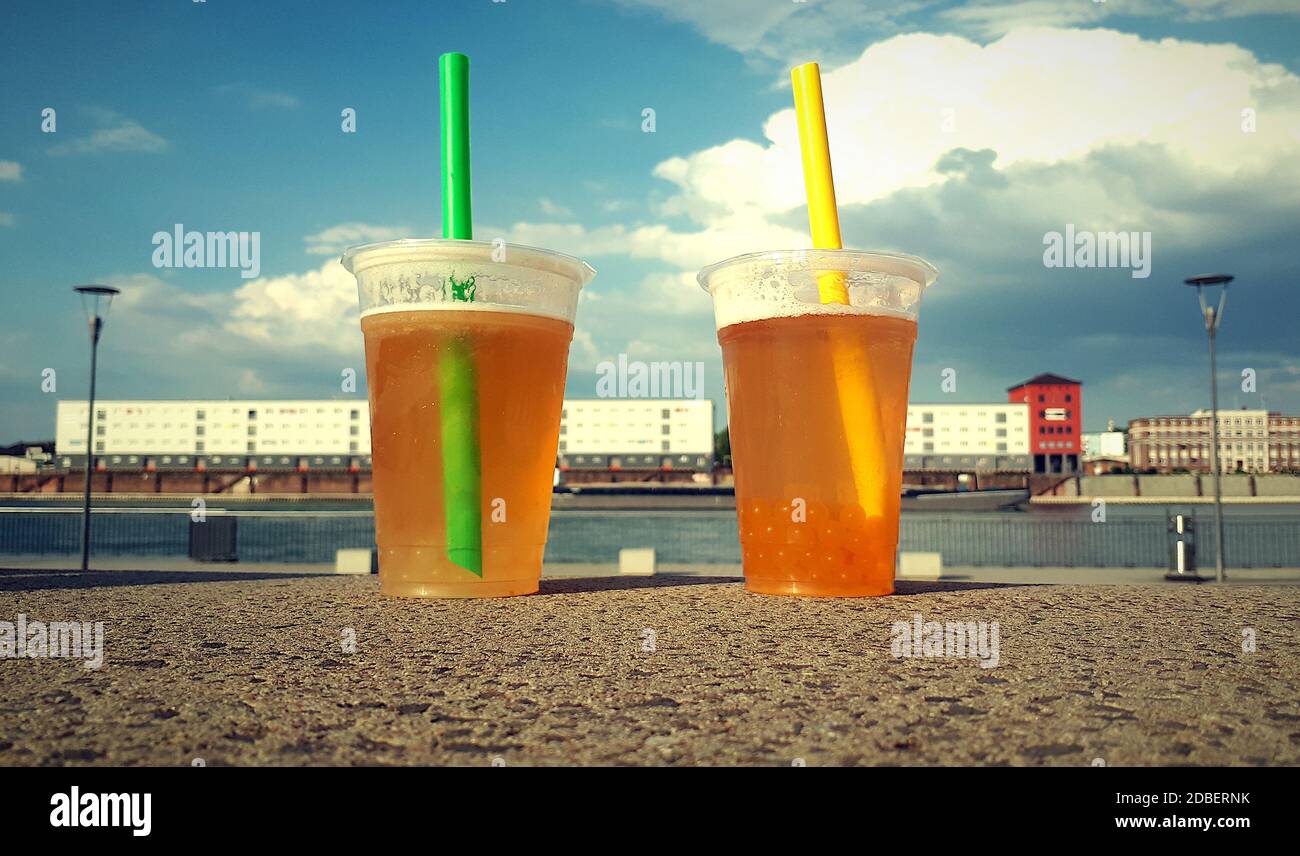 Two cups of bubble tea Stock Photo - Alamy