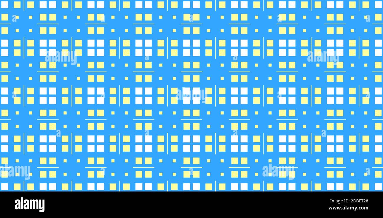 Yellow Blue Cell Checks Background. Seamless Checkered Picnic ...