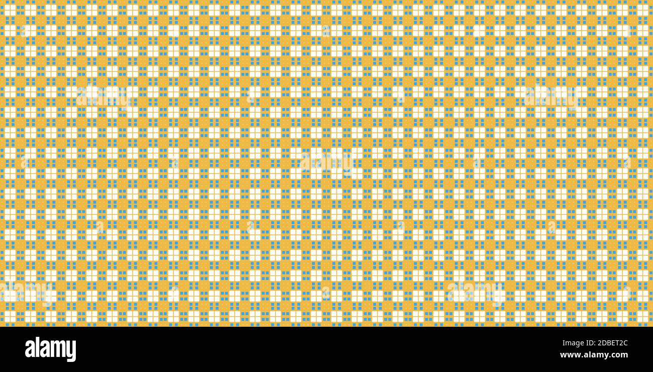 Yellow Cell Checks Background. Seamless Checkered Picnic Tablecloth Texture. Classic Plaid ...