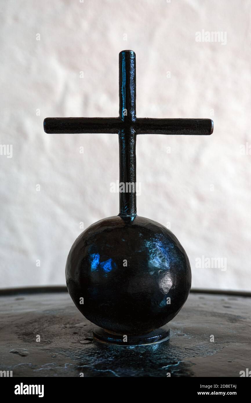 Cross on a ball made of metal Stock Photo - Alamy
