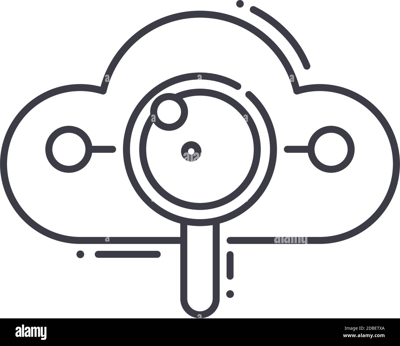 Cloud searching icon, linear isolated illustration, thin line vector ...